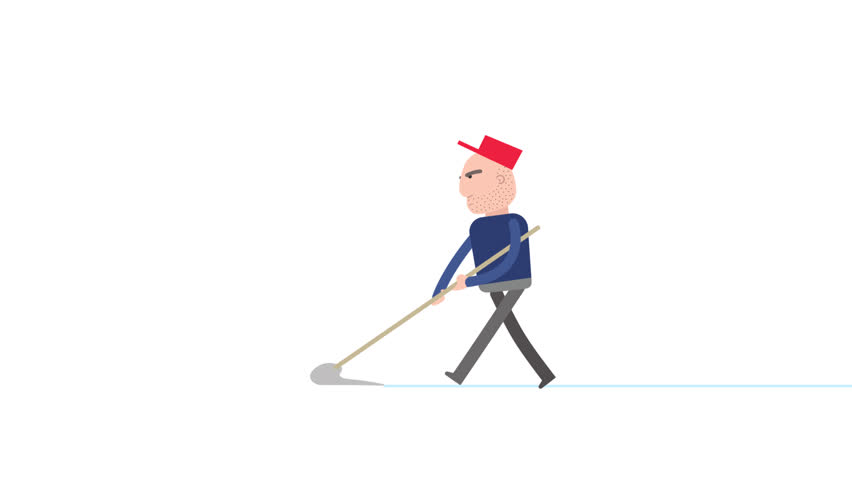 flat style animated angry janitor cleaner Stock Footage Video (100% ...