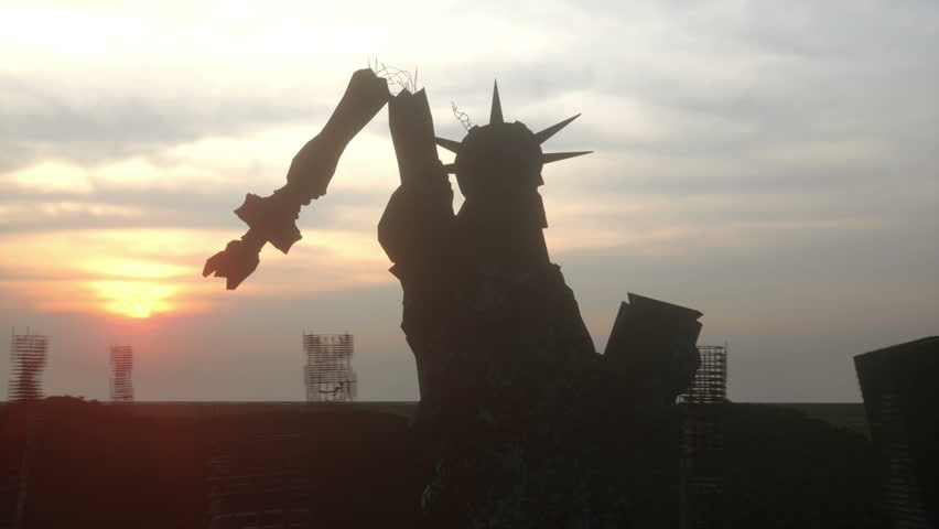 Apocalypse of Usa, America. Aerial Stock Footage Video (100% Royalty ...