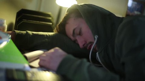 Pan University Student Sleeping On Study Stock Footage Video (100% ...