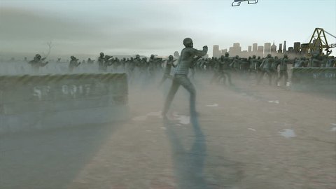 Horror Zombie Crowd Walking Apocalypse View Stock Footage Video (100% ...