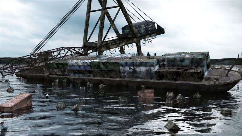 Apocalypse Sea View. Destroyed Bridge. Stock Footage Video (100% ...