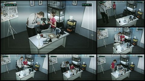 Cctv Surveillance Operating Police Office Supervision Stock Footage ...