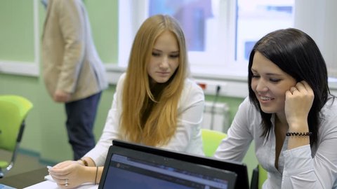 Students Classroom Looking Laptop Practice Lesson Stock Footage Video ...