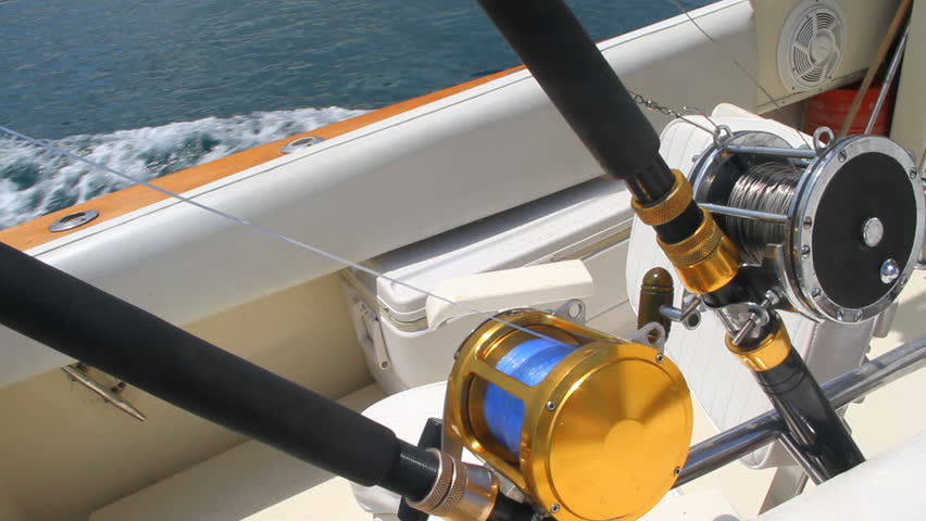 two deep sea fishing rods against Stock Footage Video (100% Royalty ...