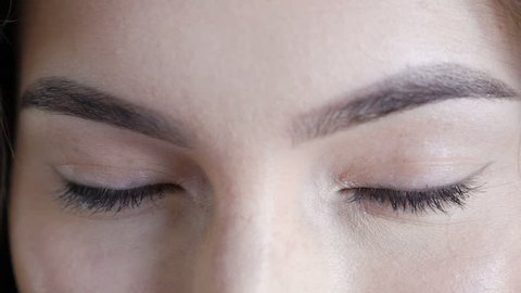 Close Female Eyes Blinking Slowly Stock Footage Video (100% Royalty ...