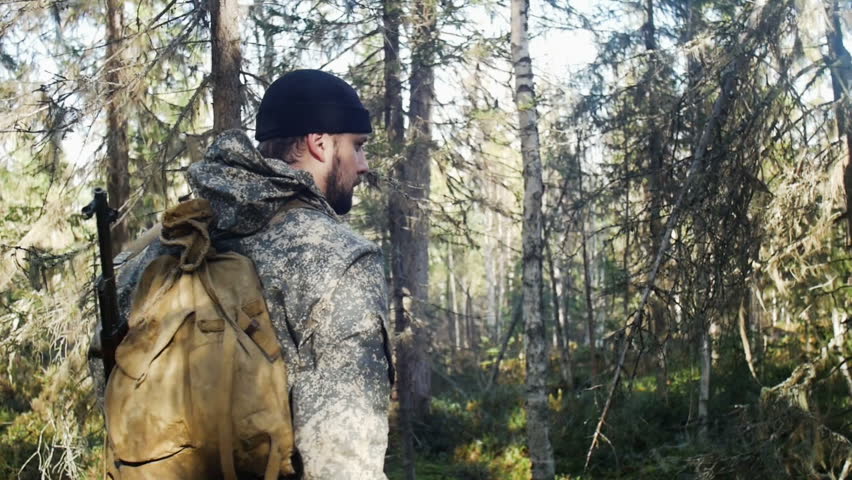 man hunter outdoor forest hunting alone Stock Footage Video (100% ...