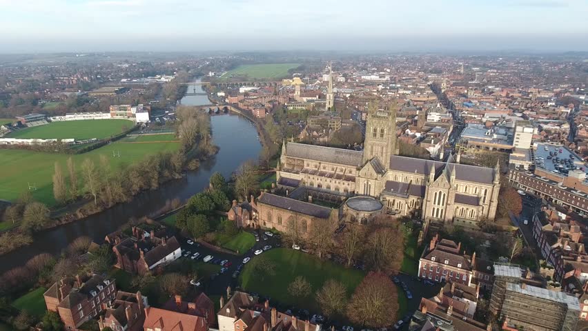 aerial view worcester cathedral river severn Stock Footage Video (100% ...