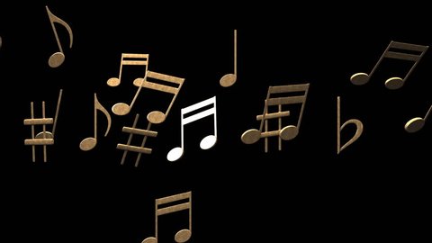 Animated Music Notes Move Vertically Black Stock Footage Video (100% ...