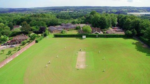 Aerialdrone Footage Countryside Cricket Match England Stock Footage ...