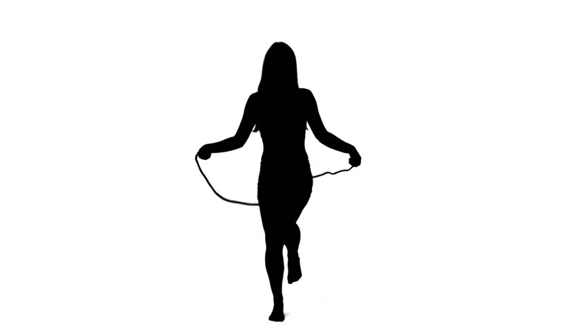 Silhouette Woman Skipping in Slow Stock Footage Video (100% Royalty ...