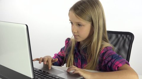 Child Playing Laptop Little Girl Browsing Stock Footage Video (100% ...