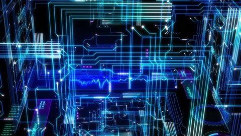 Futuristic Hightech Concept Visualization Motherboard Cpu Stock Footage ...