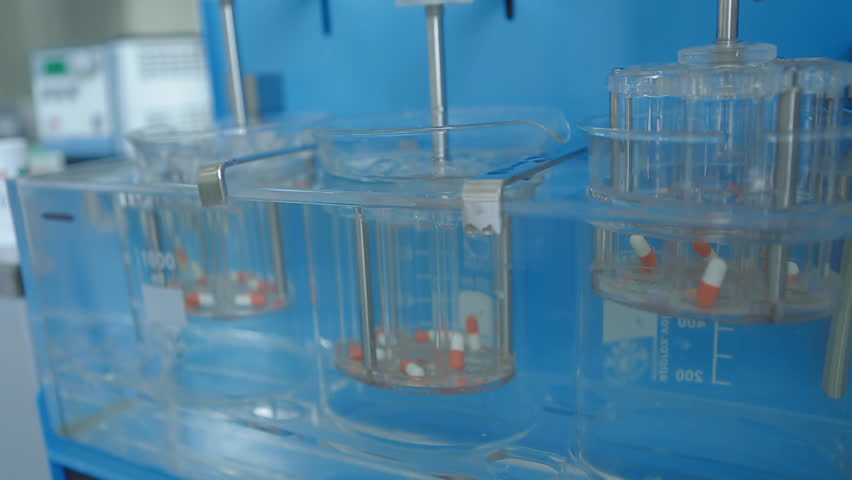 Dissolution Apparatus Testing Medication Pills Stock Footage Video (100 ...
