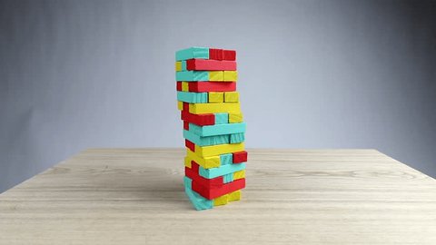 Tower Blocks Game Removing Wooden Block Stock Footage Video (100% ...