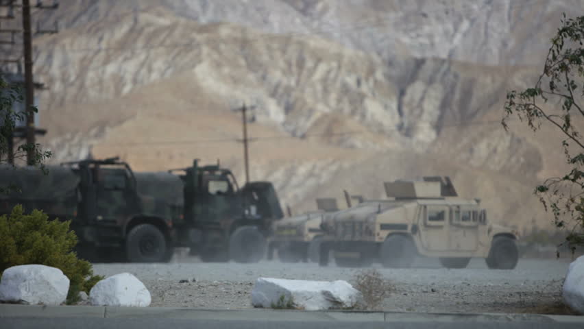 military convoy moving out desert area Stock Footage Video (100% ...