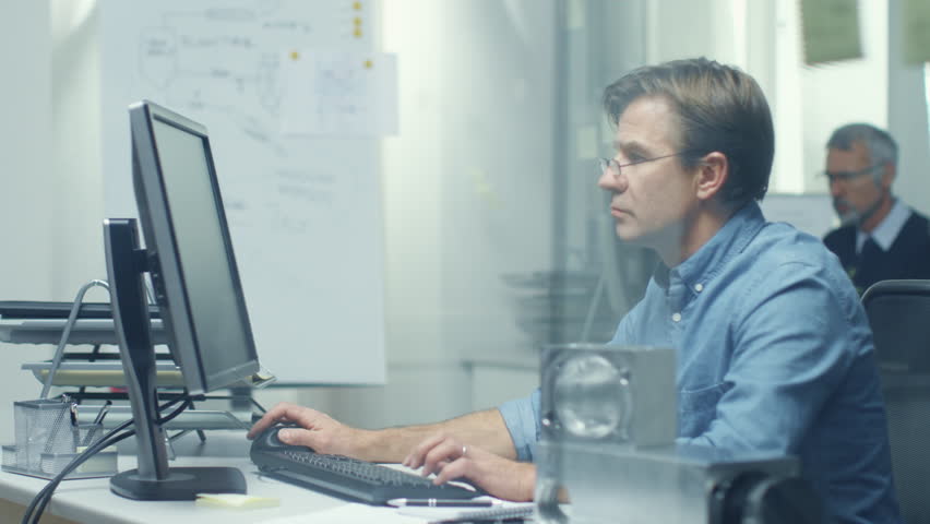 busy engineering bureau chief engineer working Stock Footage Video (100 ...