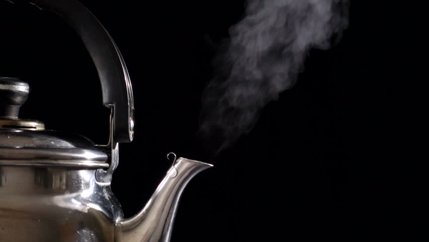 boiling water teapot steam on black Stock Footage Video (100% Royalty ...