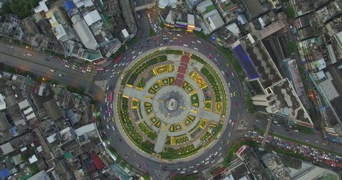 Flying Above Huge Roundabout Bangkok Thailand Stock Footage Video (100% ...