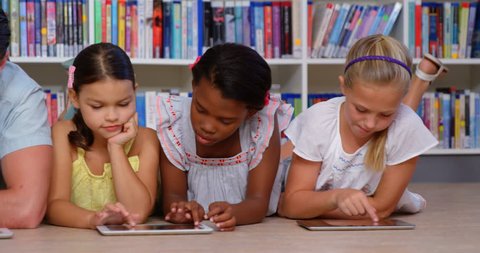 School Kids Teacher Using Digital Tablet Stock Footage Video (100% ...