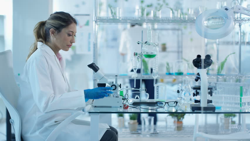 4k Research Scientists Studying Plant Stockvideoklipp (helt royaltyfria ...