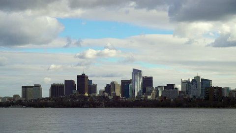 Boston Downtown Viewed Memorial Drive Cambridge Stock Footage Video ...