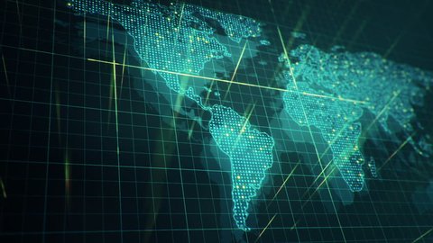 Abstract Animation World Map Digital Screen Stock Footage Video (100% ...