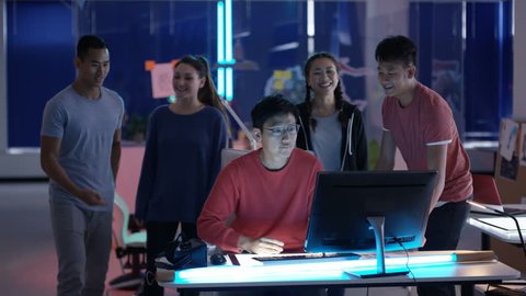 4k Portrait Smiling Asian Game Developers Stock Footage Video (100% ...