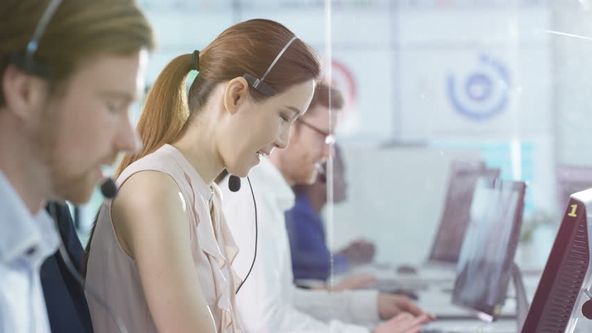 4k Friendly Customer Service Operators Stock Footage Video (100% ...