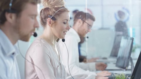 4k Friendly Customer Service Operators Taking Stock Footage Video (100% ...
