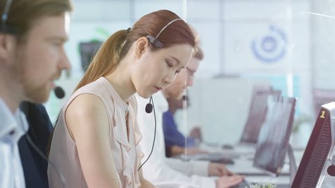 4k Portrait Smiling Customer Service Operator Stock Footage Video (100% ...