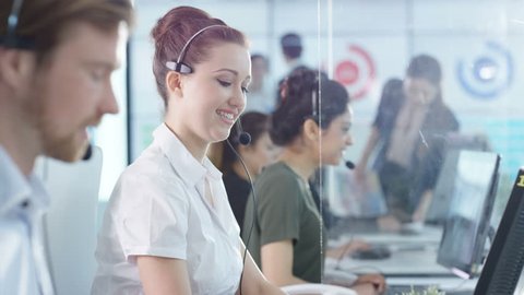 4k Friendly Customer Service Adviser Talking Stock Footage Video (100% ...