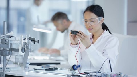 4k Scientists Working Lab Looking Into Stock Footage Video (100% ...