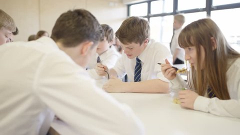 4k Children School Cafeteria Break Time Stock Footage Video (100% ...