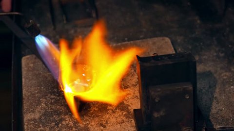 Goldsmith Melting Gold Liquid State Crucible Stock Footage Video (100% ...