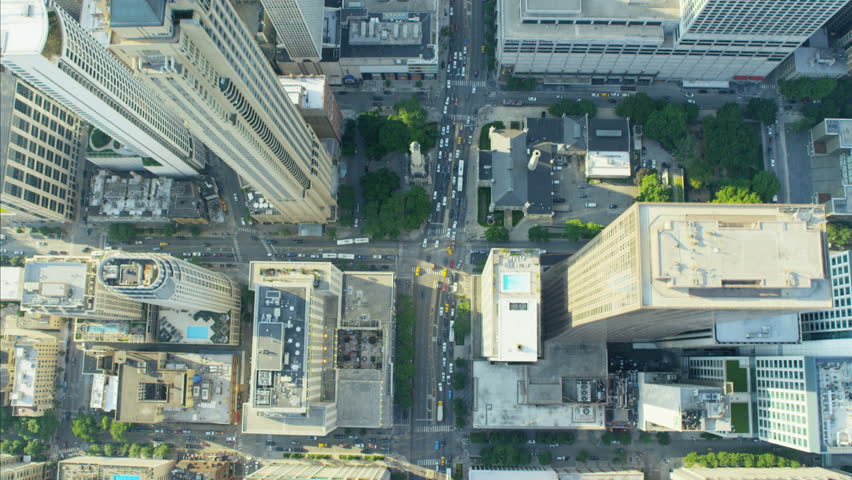 aerial vertical overhead rooftop view metropolitan Stock Footage Video ...