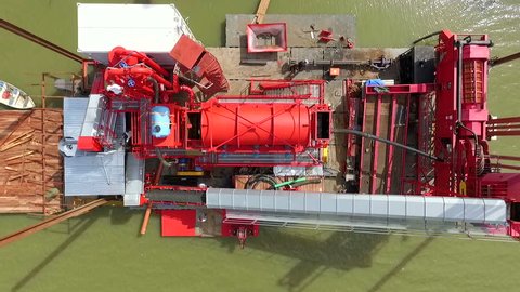 Floating Platform Extraction African Lake Aerial Stock Footage Video ...