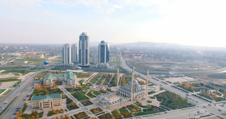 aerial view chechnya grozny city center Arkivvideomateriale (100 % ...