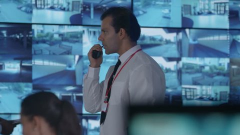 4k Security Team Watching Cctv Screens Stock Footage Video (100% ...