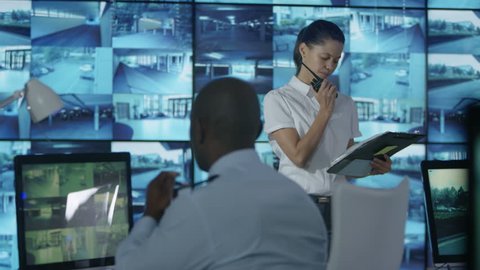 4k Security Team Watching Cctv Screens Stock Footage Video (100% ...