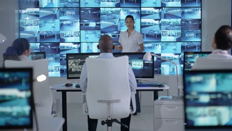 4k Security Officer Communicating Staff Observation Stock Footage Video ...