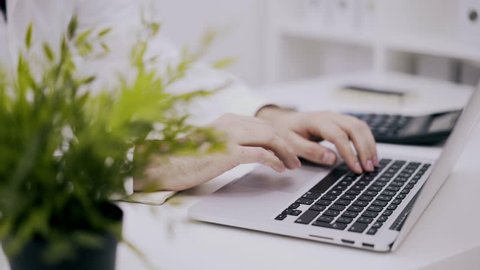 Side View Businessman Typing Some Important Stock Footage Video (100% ...