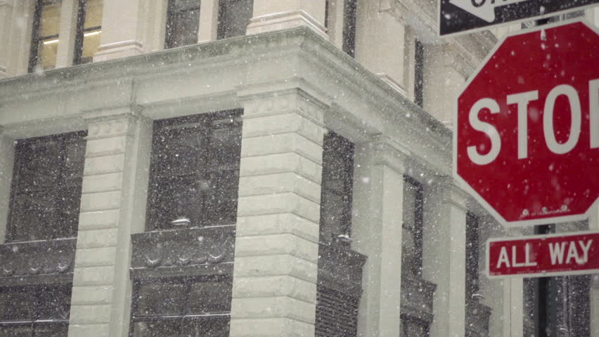 Stop Sign in Snow Storm Stock Footage Video (100% Royalty-free ...