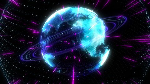 Planet Earth Space Neon Lights Surface Stock Footage Video (100% ...