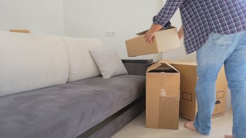 Young Couple Moving New House Carrying Stock Footage Video (100% ...