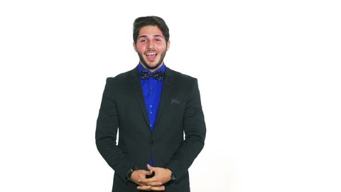 Businessman Thumbs Golden Medal Smiling Stock Footage Video (100% ...