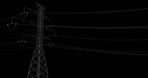 3d Animation Moving Down Electrical Powerline Stock Footage Video (100% ...