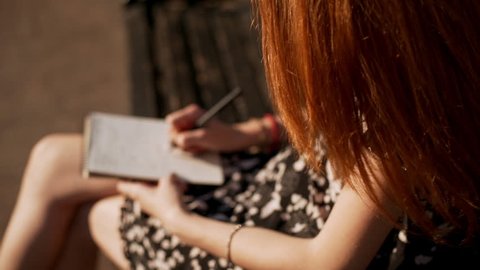 Redhead Young Girl Gently Writing Notes Stock Footage Video (100% ...