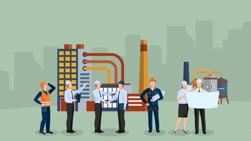 Factory Workers Video Animation Footage Stock Footage Video (100% ...