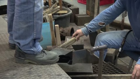 Glassblower Known Gaffer Blowing Glass Working Stock Footage Video (100 ...