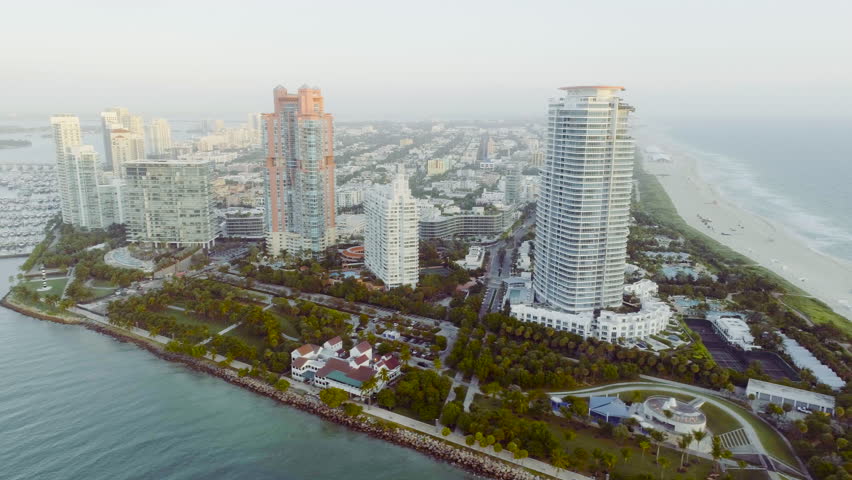 south beach miami aerial birds eye Stock Footage Video (100% Royalty ...